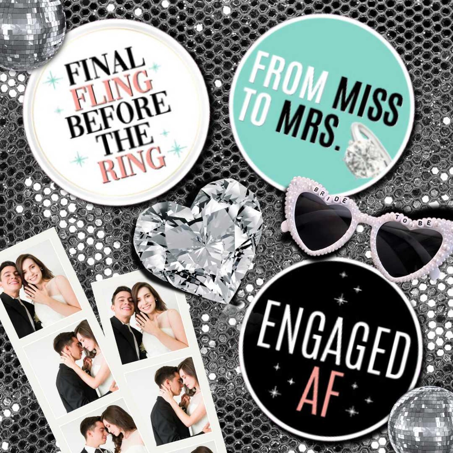Engaged Photo Booth Props, Custom Photo Booth Props, PVC Props ...