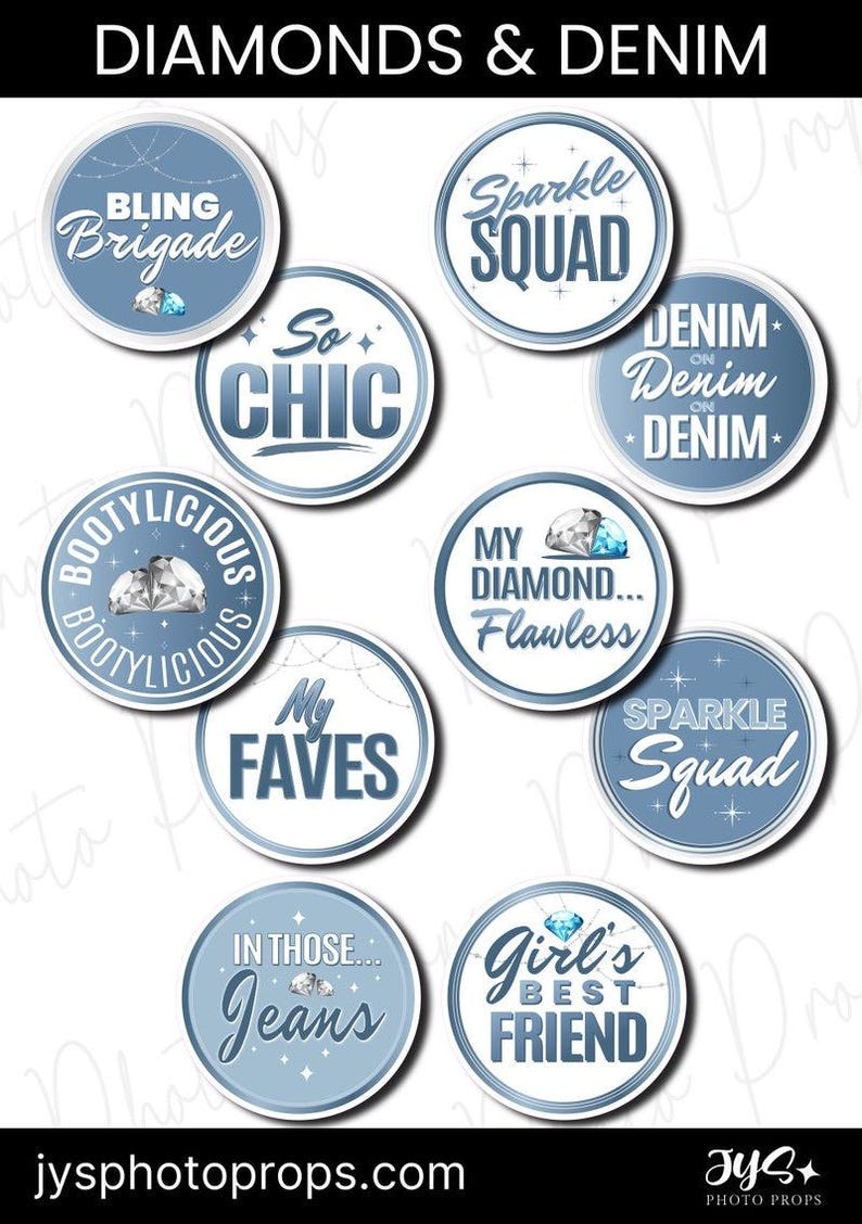 Diamonds & Denim Photo Booth Props, Custom Photo Booth Props, PVC Props ...