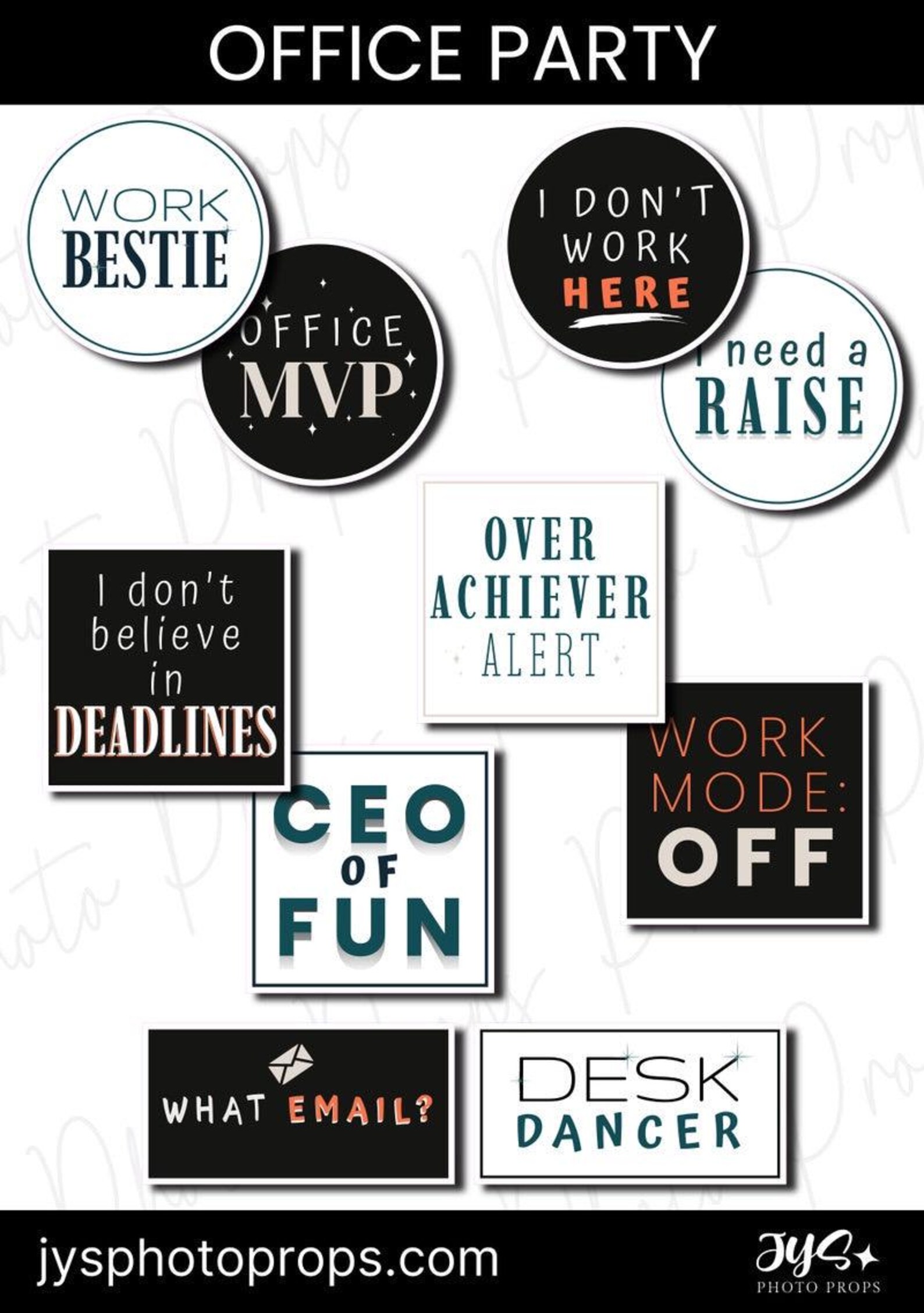 Work Party Photo Booth Props, Photo Booth Props, PVC Props, Custom ...