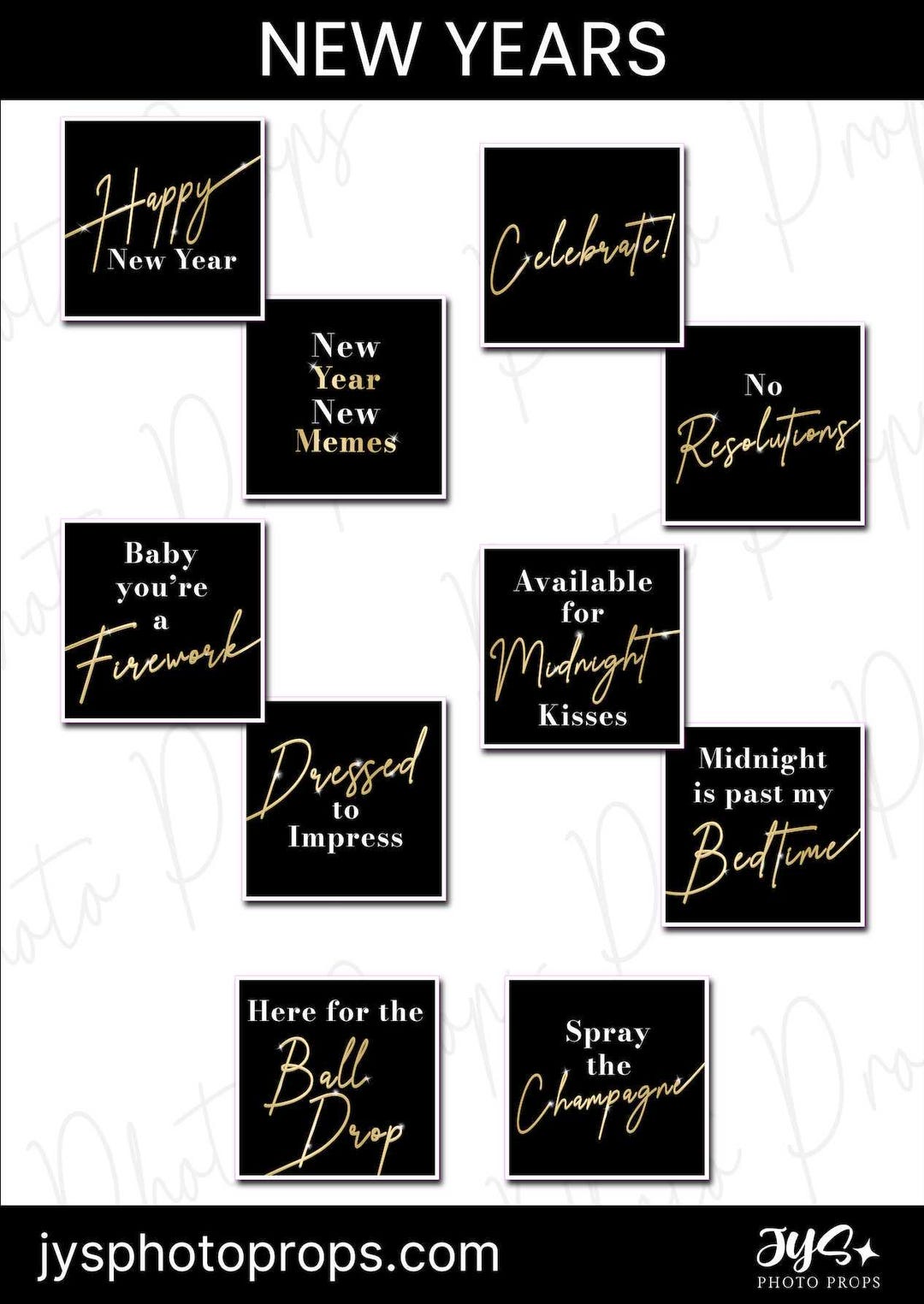 New Year Photo Booth Props, Holiday Photo Booth Props, PVC Props ...