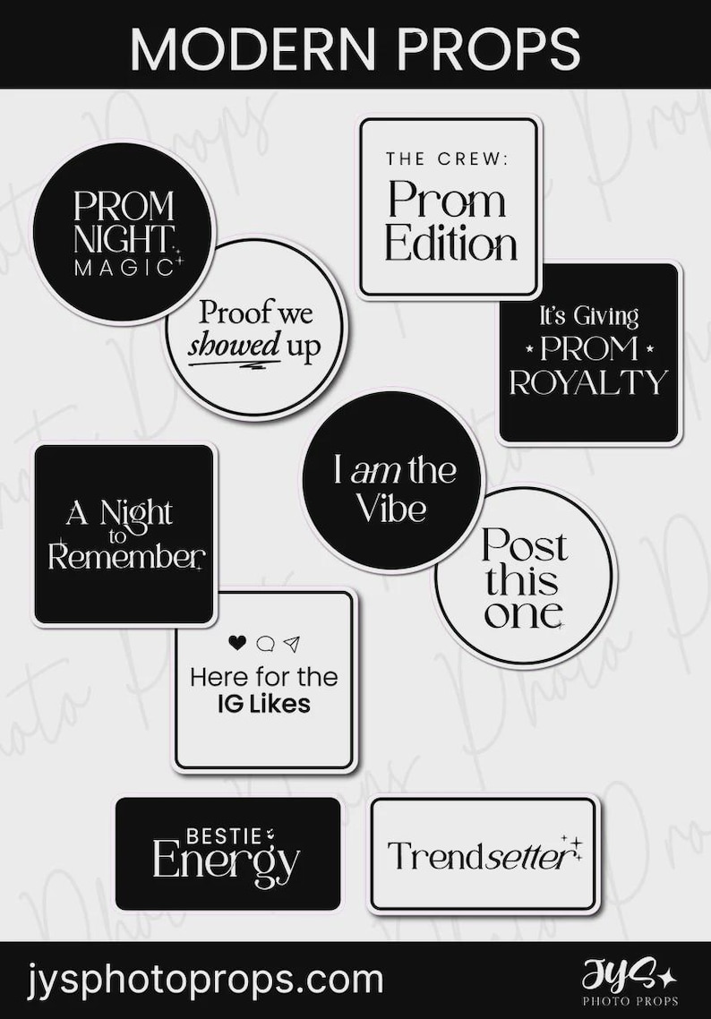 Modern Prom Photo Booth Props, Trendy Prom Props Set, High School Dance ...