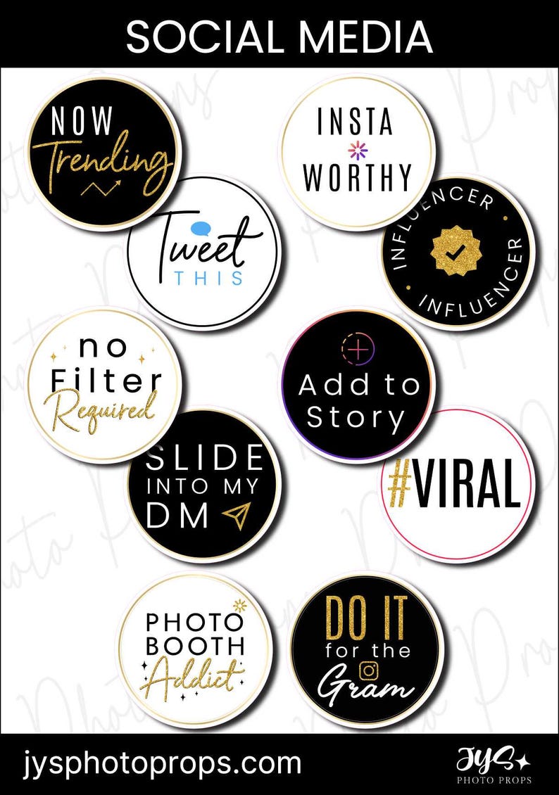 Social Media Photo Booth Props, Photo Booth Props, PVC Props, Custom ...