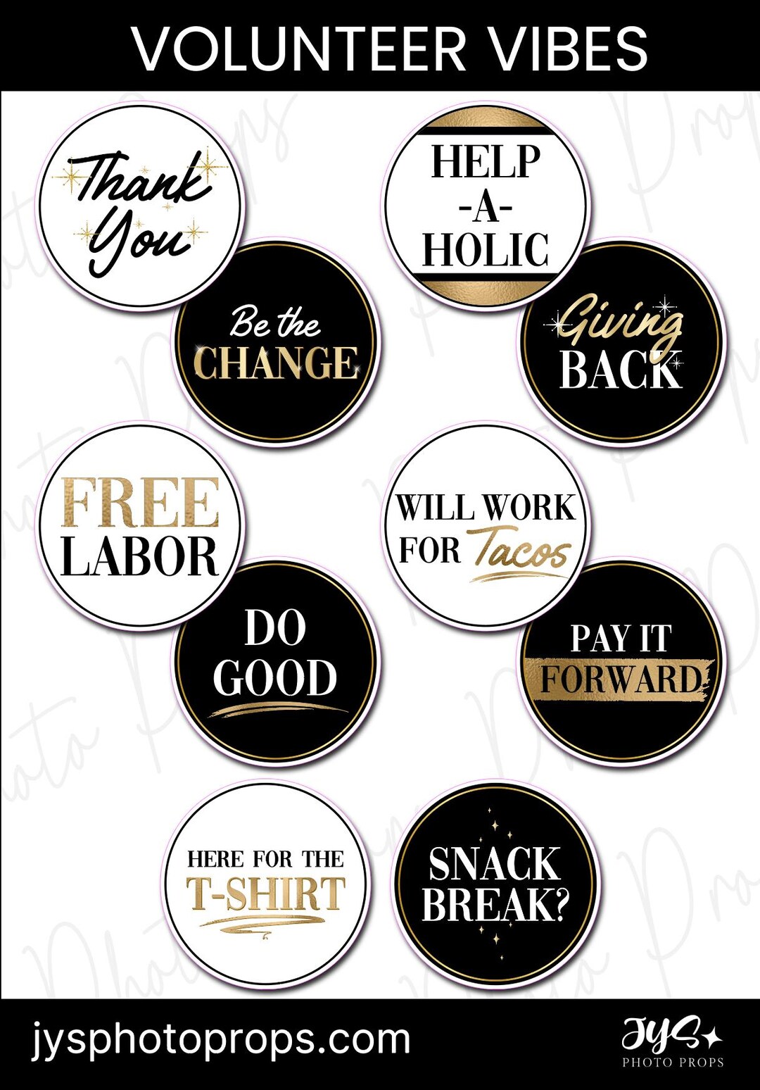 Volunteer Vibes Photo Booth Props | Appreciation Event Props ...