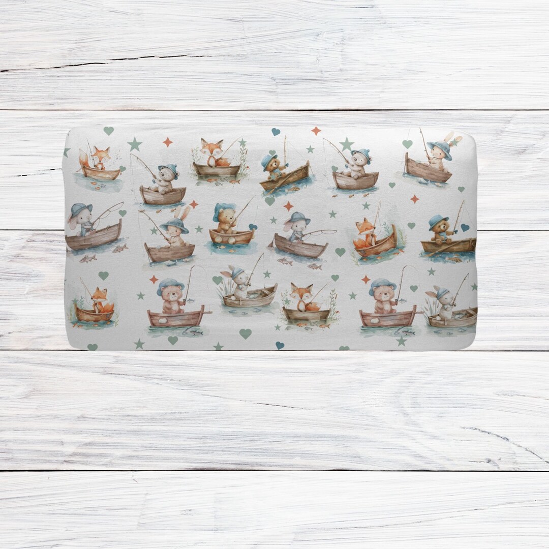Personalized Fishing Crib Sheet, Fish Crib Sheets, Crib Sheet, Boys ...