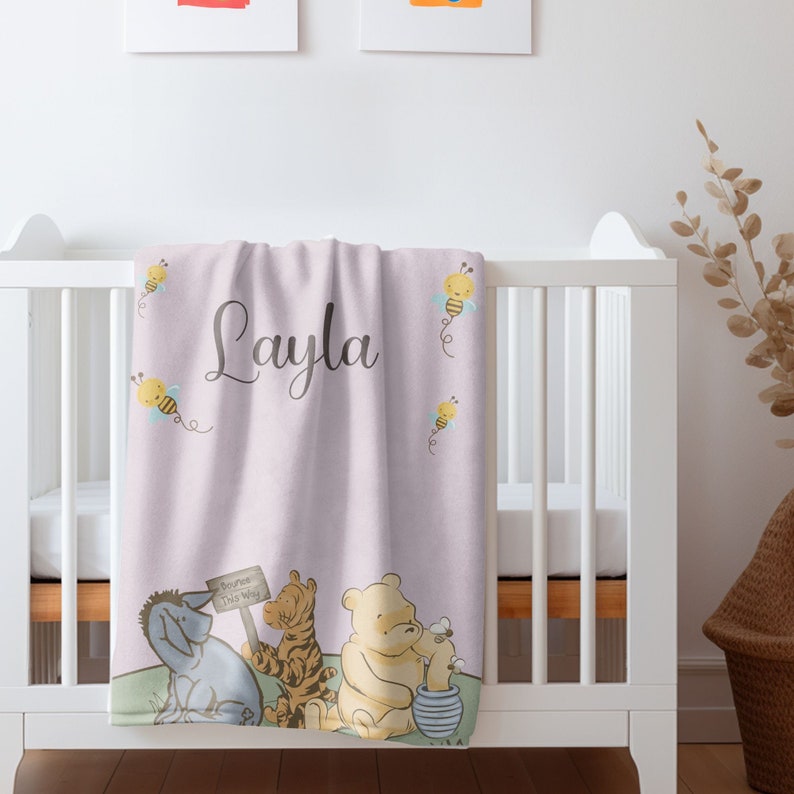 Custom Winnie the Pooh Blanket, Winnie the Pooh Swaddle Blanket, Pooh ...