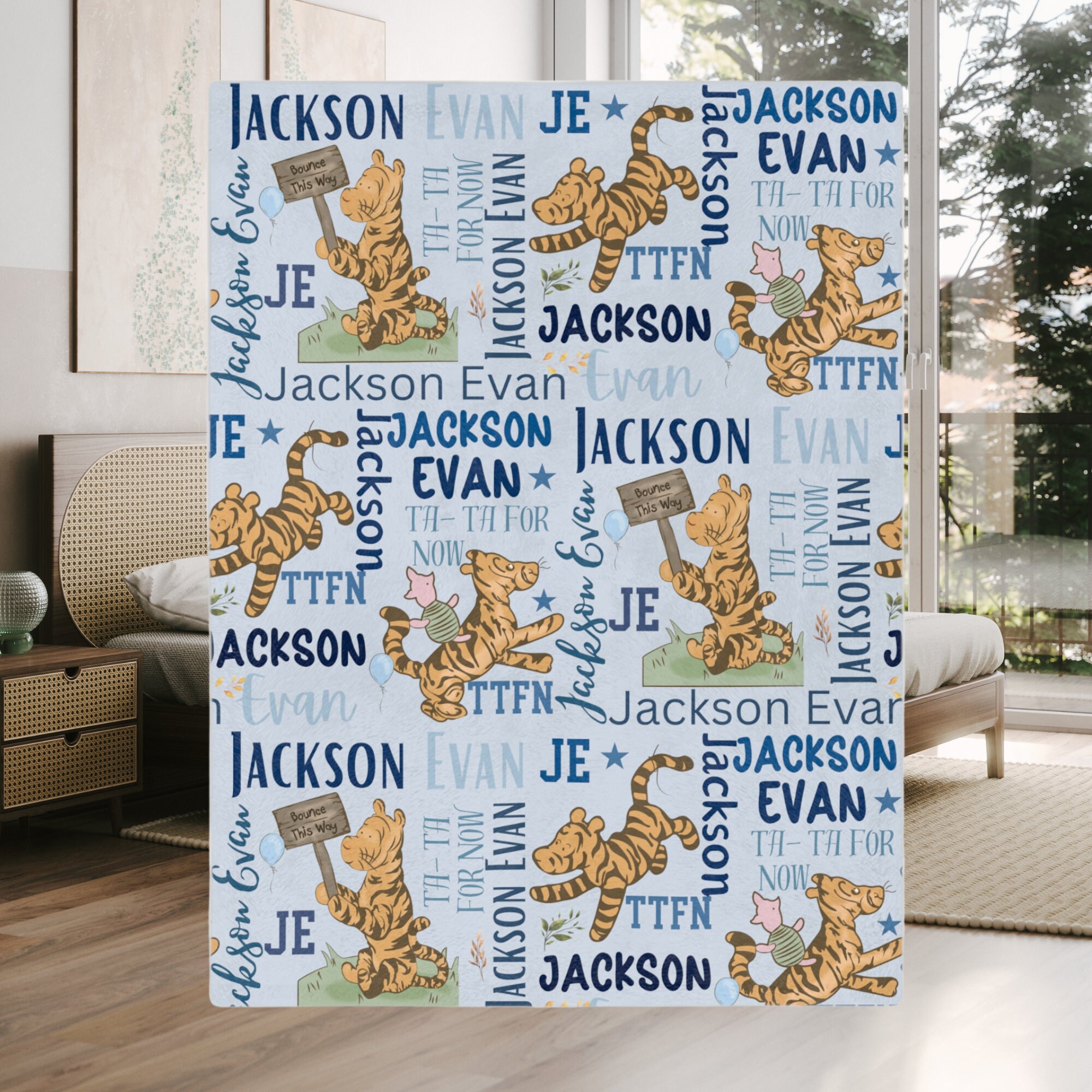 Tigger Blanket Personalized Name Bouncing Tigger Baby Boy Blanket Gift ...