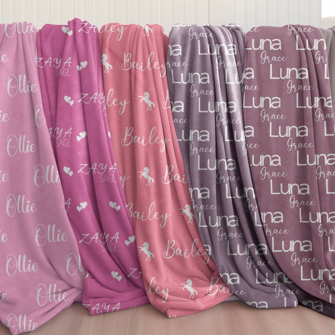 Personalized Custom Name Blanket, Baby Girl Blanket, Name Blanket, Girl ...