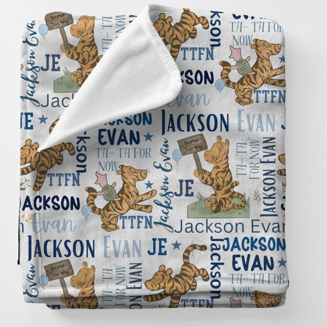 Tigger Blanket Personalized Name Bouncing Tigger Baby Boy Blanket Gift ...