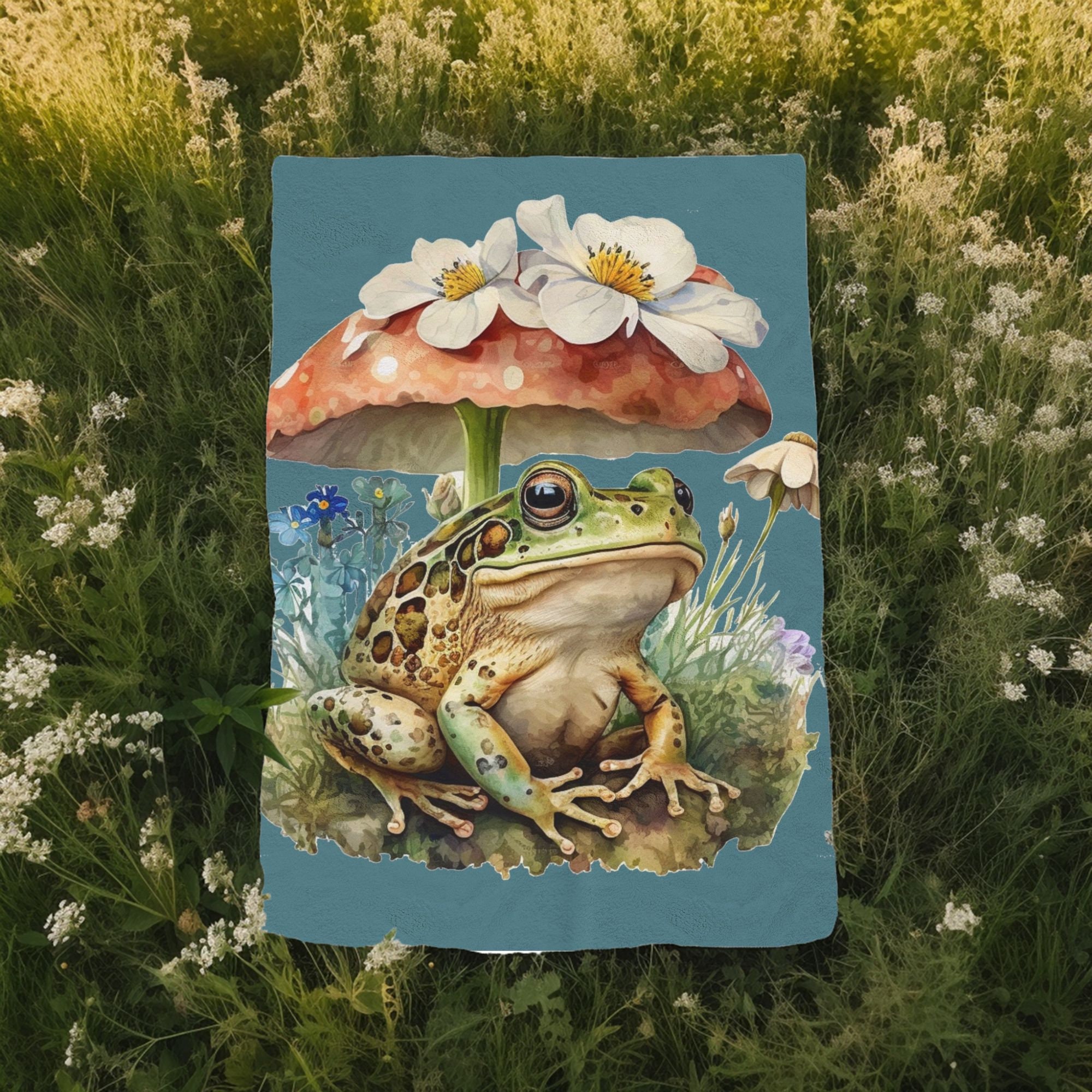 Cottagecore Picnic Blanket, Cute Frog Blanket, Frog Lover Gift for Mom ...
