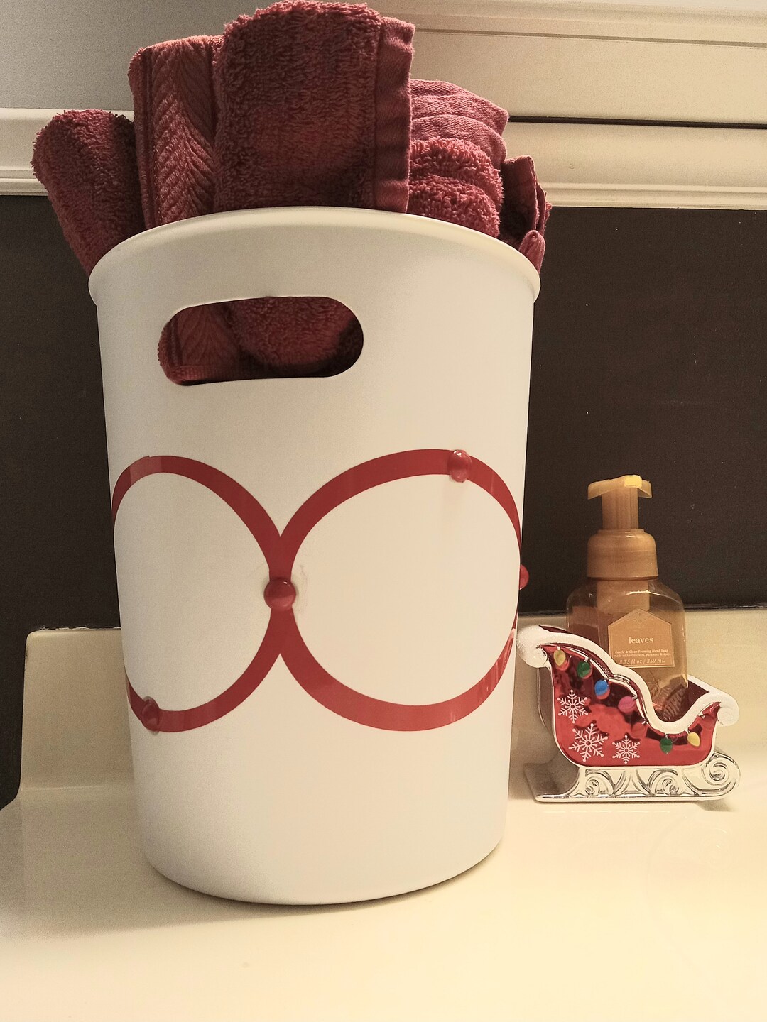 Red Bathroom Storage Can - Etsy