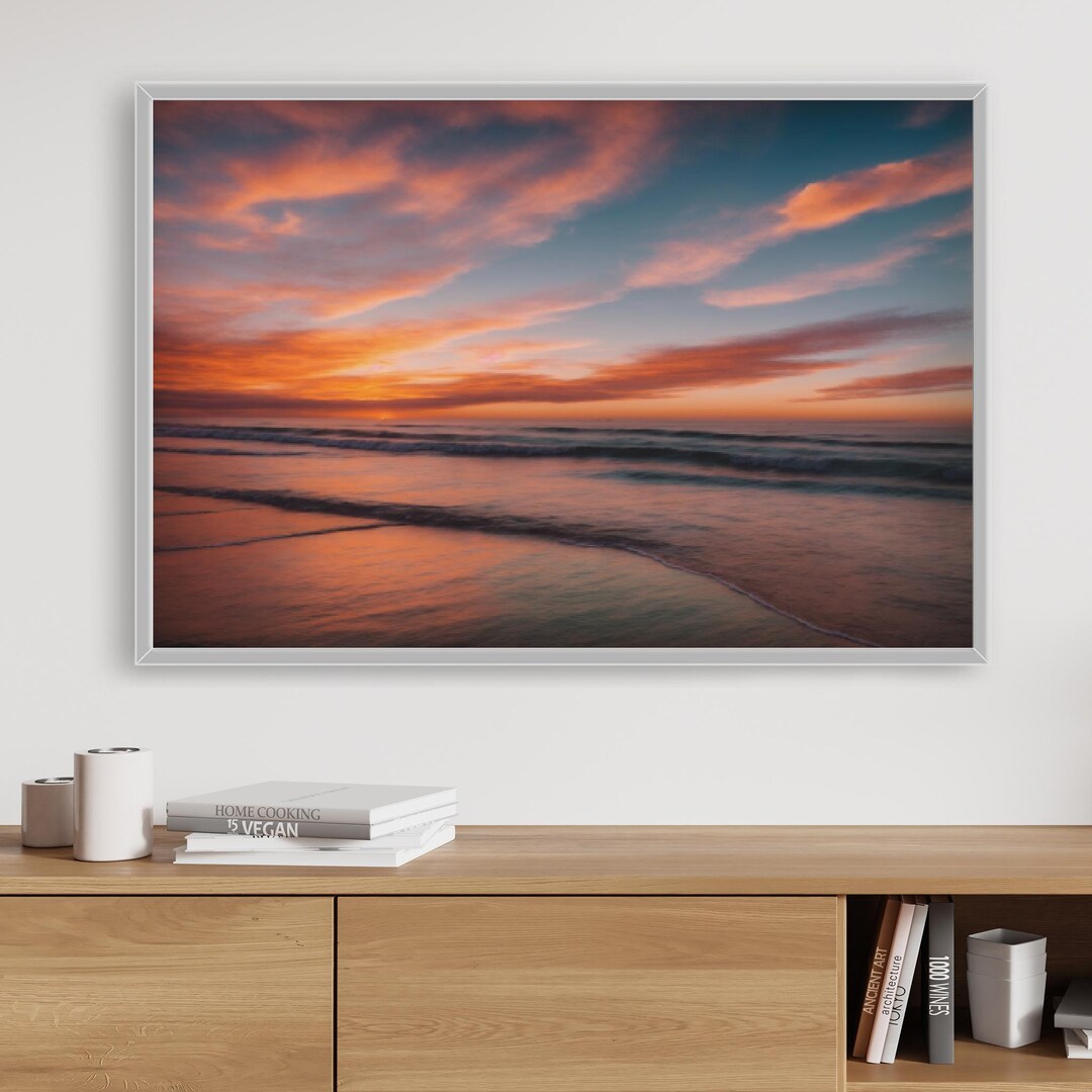 Santa Monica Beach Sunset Art Print Santa Monica Wall Art Download ...