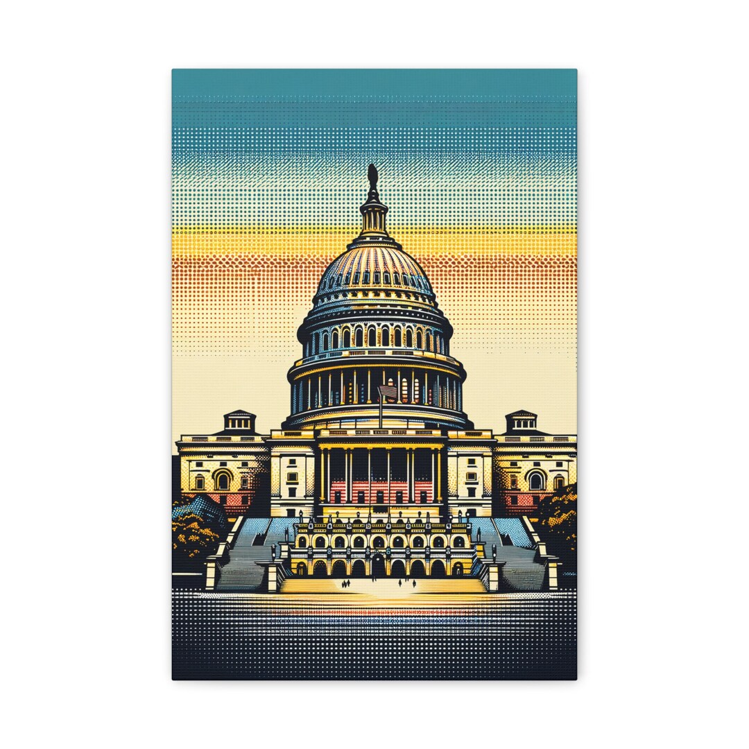 United States Capitol Retro Wall Art United States Capitol Art United ...