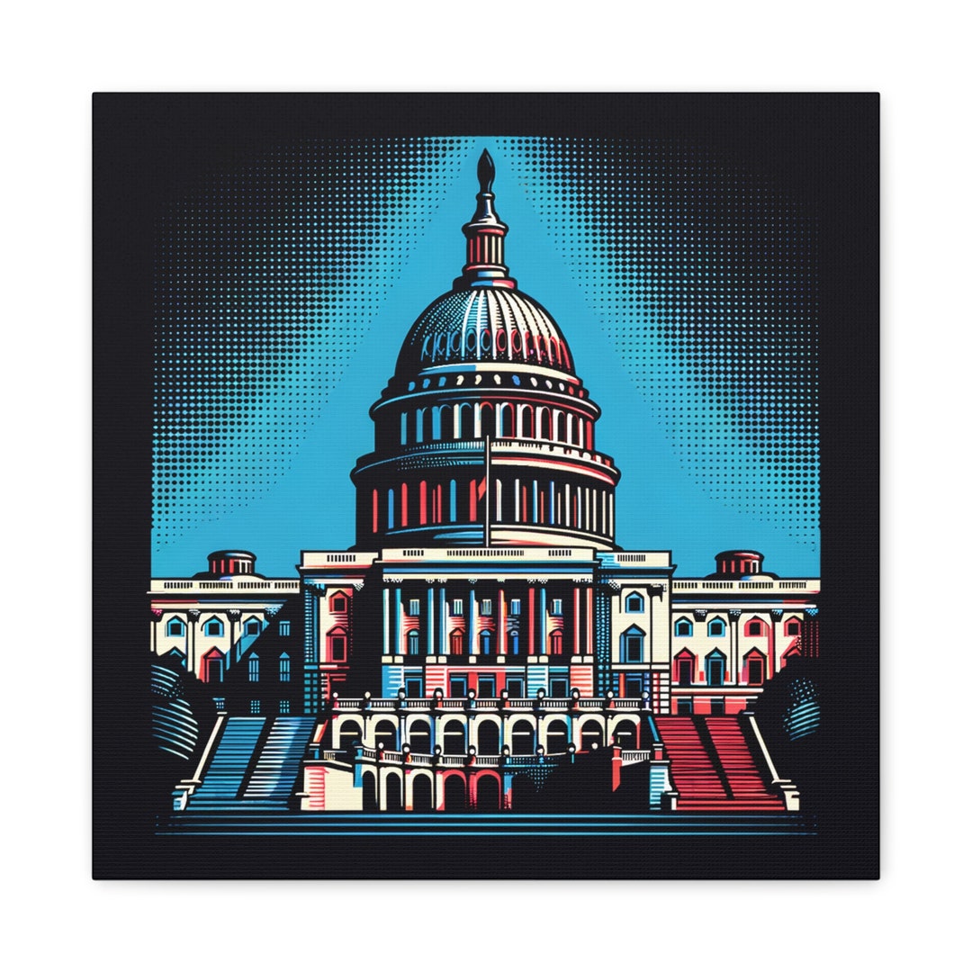 Capitol Building Retro Wall Art Capitol Building Art Capitol Building ...
