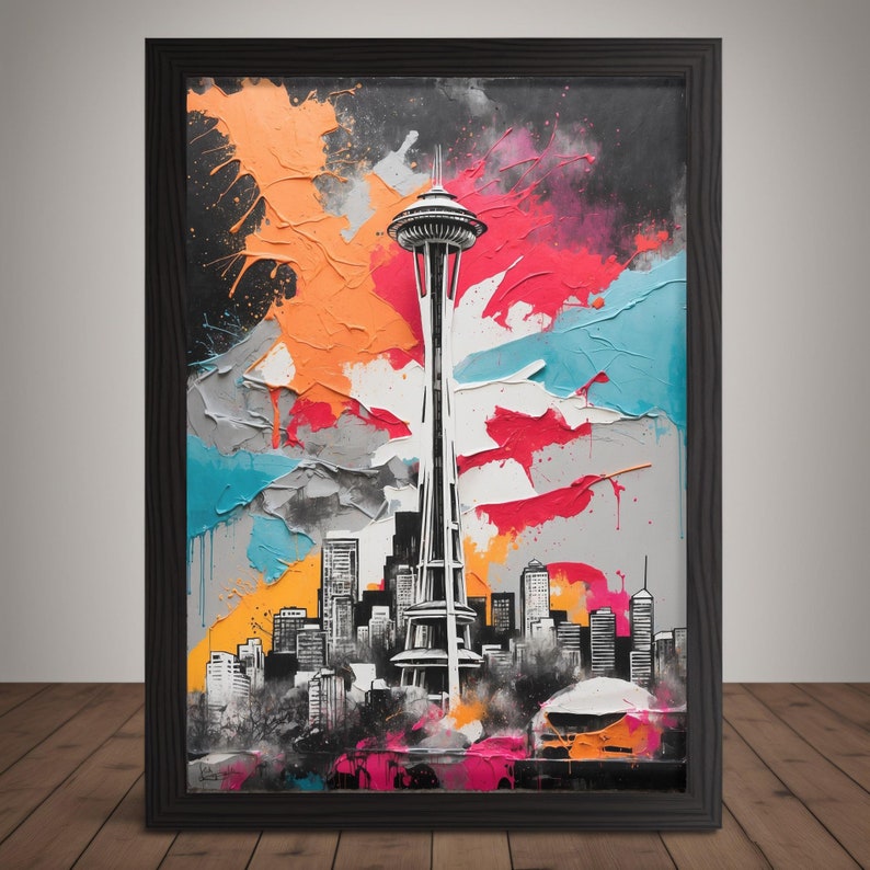Seattle Space Needle Art Print Cityscape Wall Art Download Poster of ...
