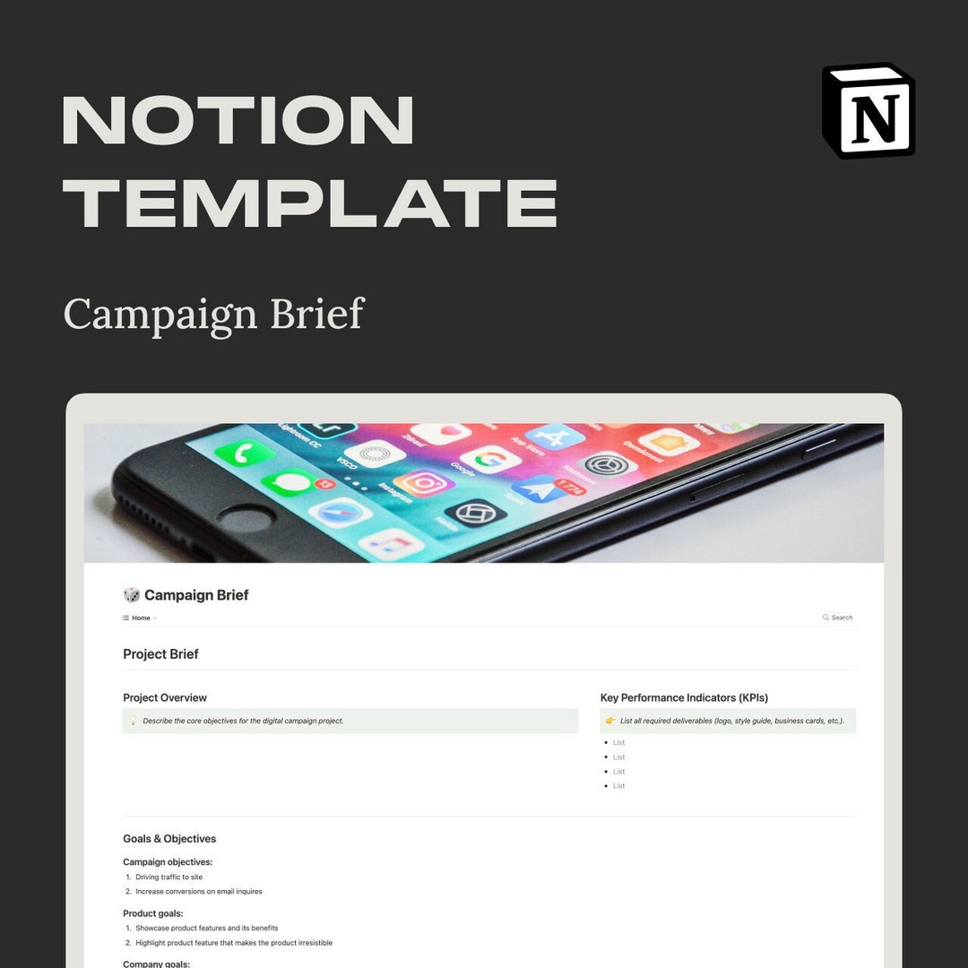 Notion Campaign Brief Tool Template Comprehensive Marketing Planner for ...