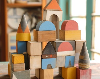 Floral Inspired Handmade Wooden Bricks - Etsy