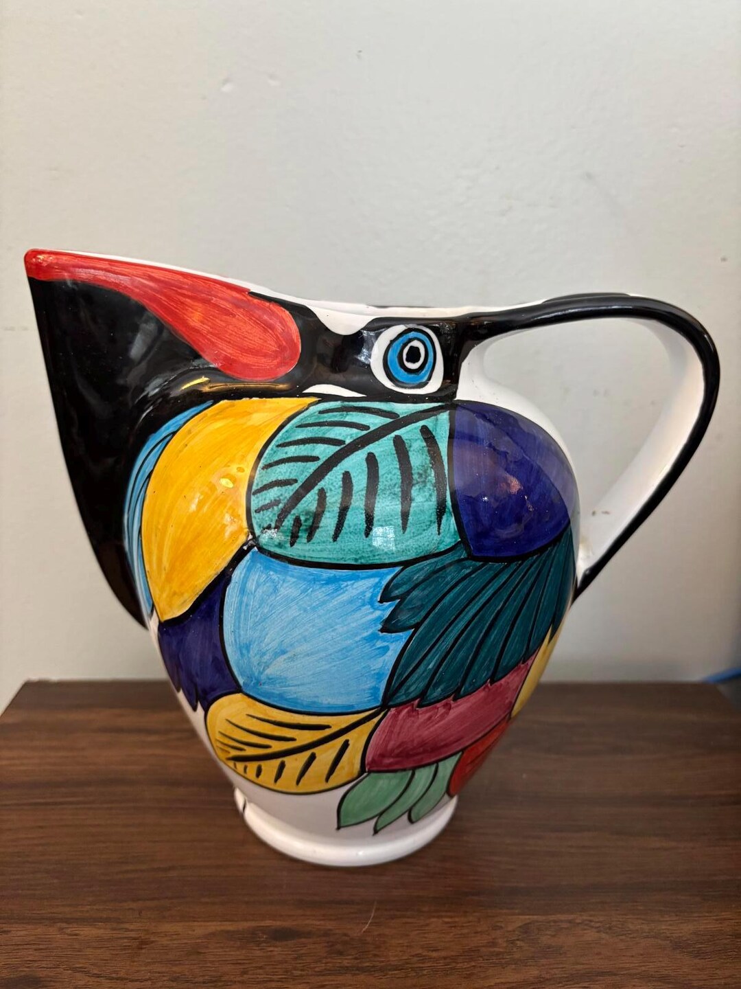 Grazia Deruta Bird Pitcher Hand-painted Italian Pottery Folk Art Jug ...