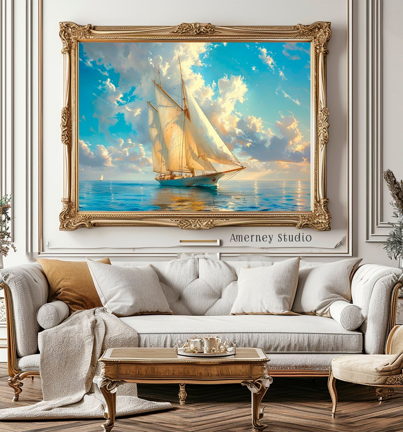 Sailing Ship Wall Art Calm Ocean Digital Prints Sailing Ship Digital