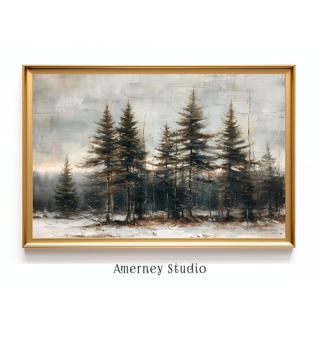 Winter Wall Art, Pine Forest Wall Art, Rustic Forest Digital Prints ...