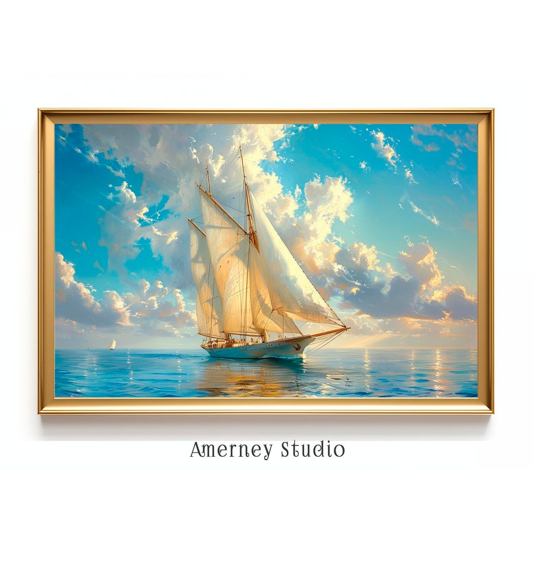 Sailing Ship Wall Art Calm Ocean Digital Prints Sailing Ship Digital