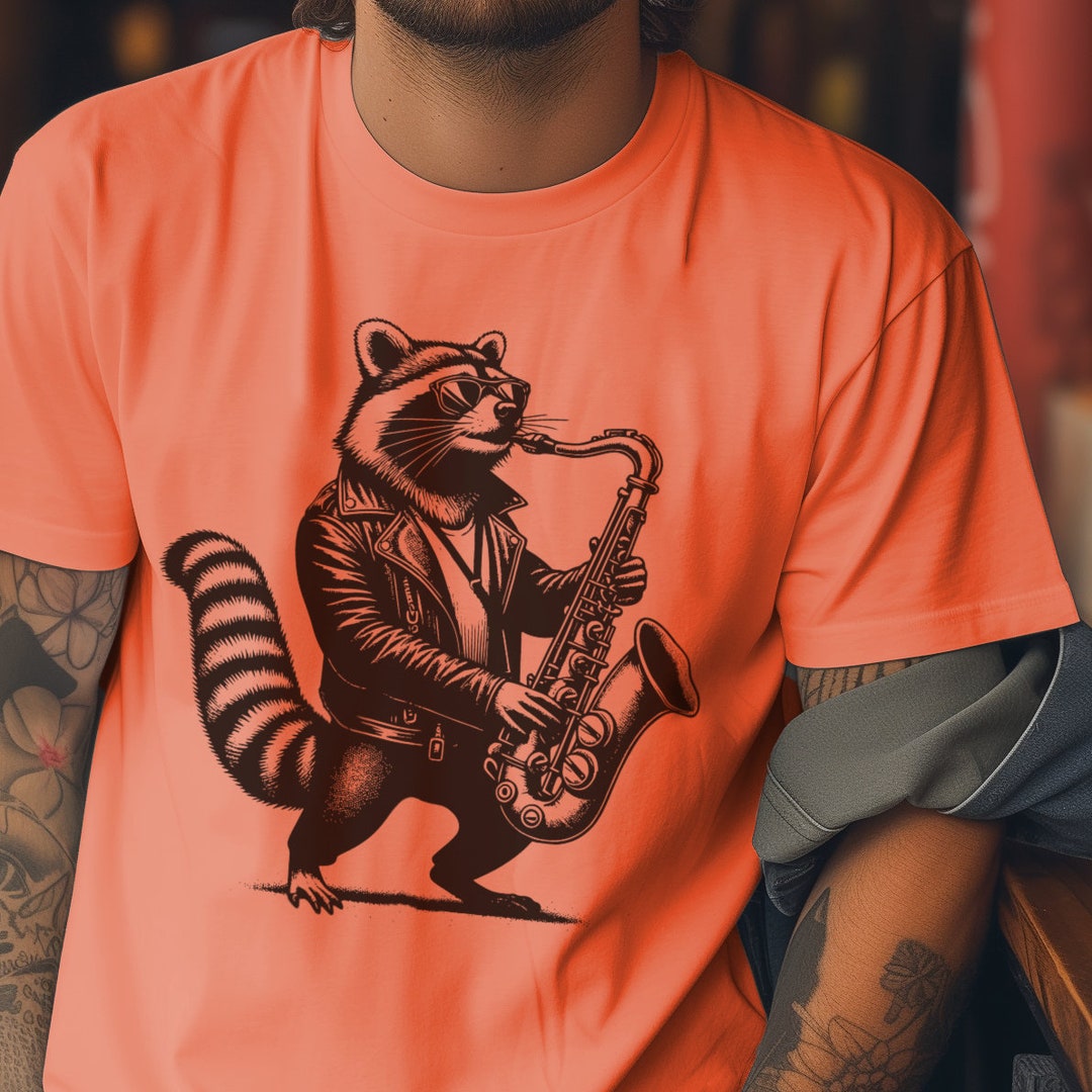 Raccoon Playing Saxophone | Funny Animal Shirt | Music Shirt | Nature ...