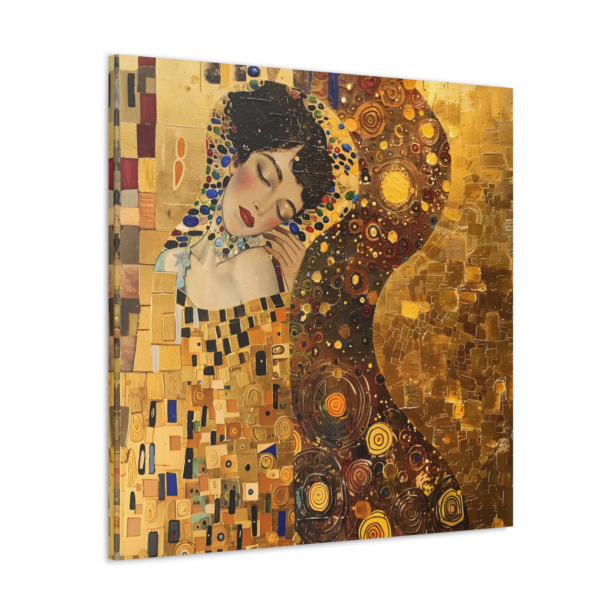 Klimt Woman Canvas Art Gilded Mosaic Portrait Reimagined Wall Decor ...