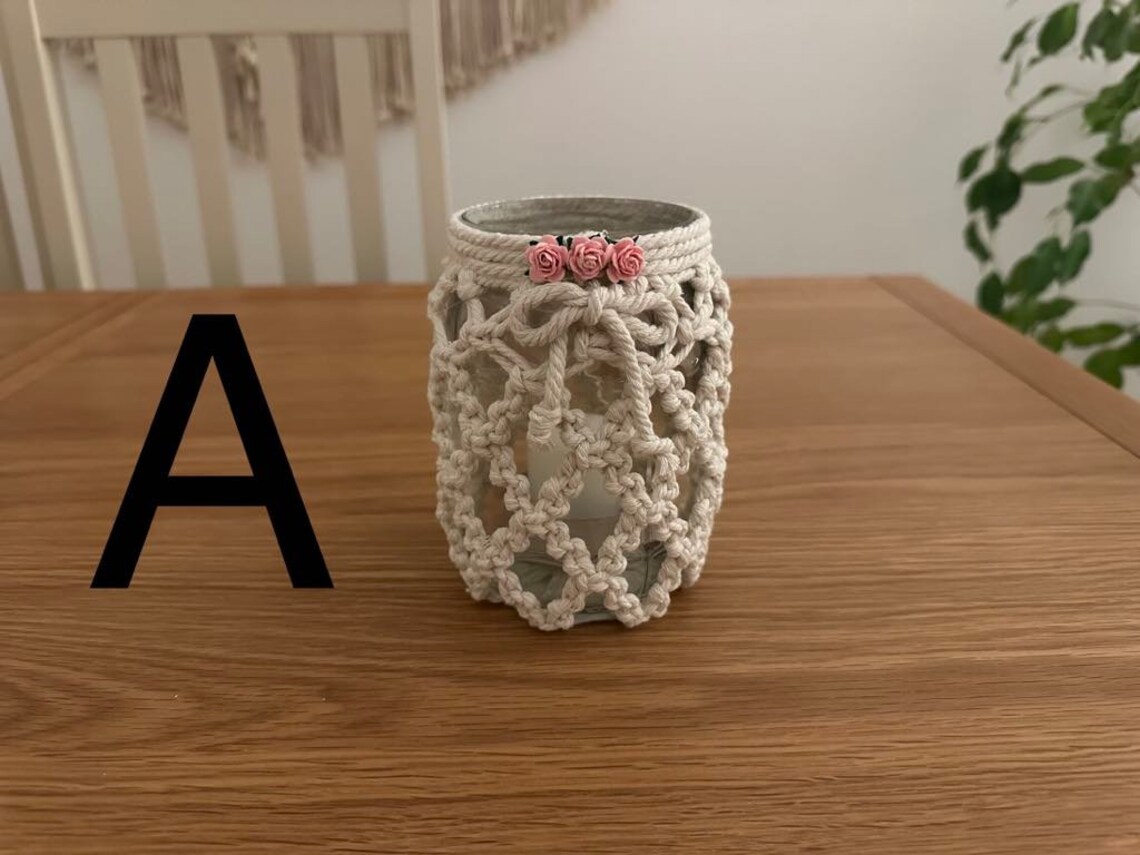 Handcrafted Macrame Candle Holder, Macrame Glass Jar Candle Holder - Etsy