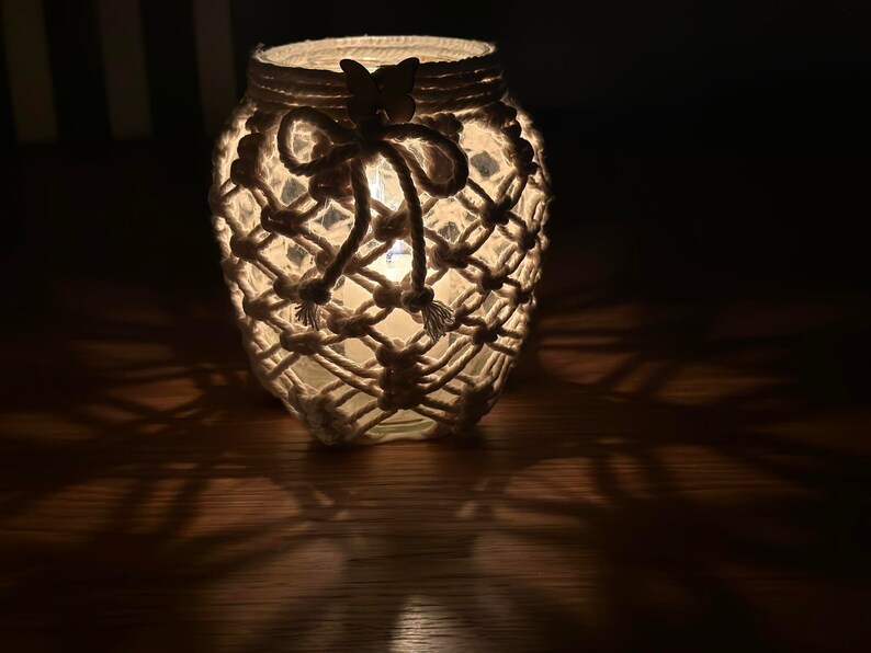 Handcrafted Macrame Candle Holder, Macrame Glass Jar Candle Holder - Etsy
