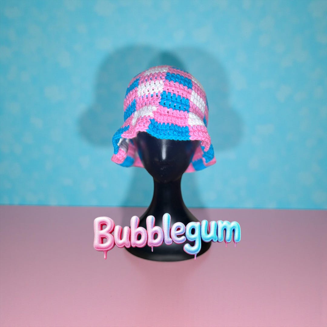 Pink and Blue Bucket Hat - Etsy