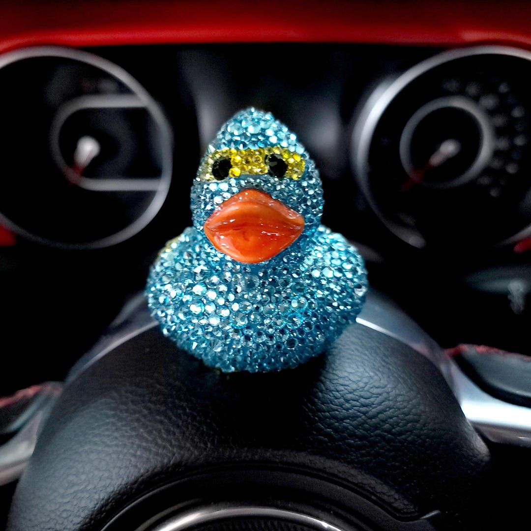 Masked Blue and Yellow Rhinestone Duck, Bedazzled Jeep Duck - Etsy