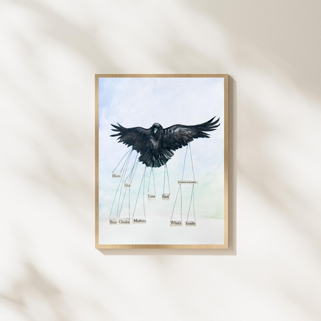 Black Raven, String of Words, Fine Art Print by Audrie Mcdonald - Etsy