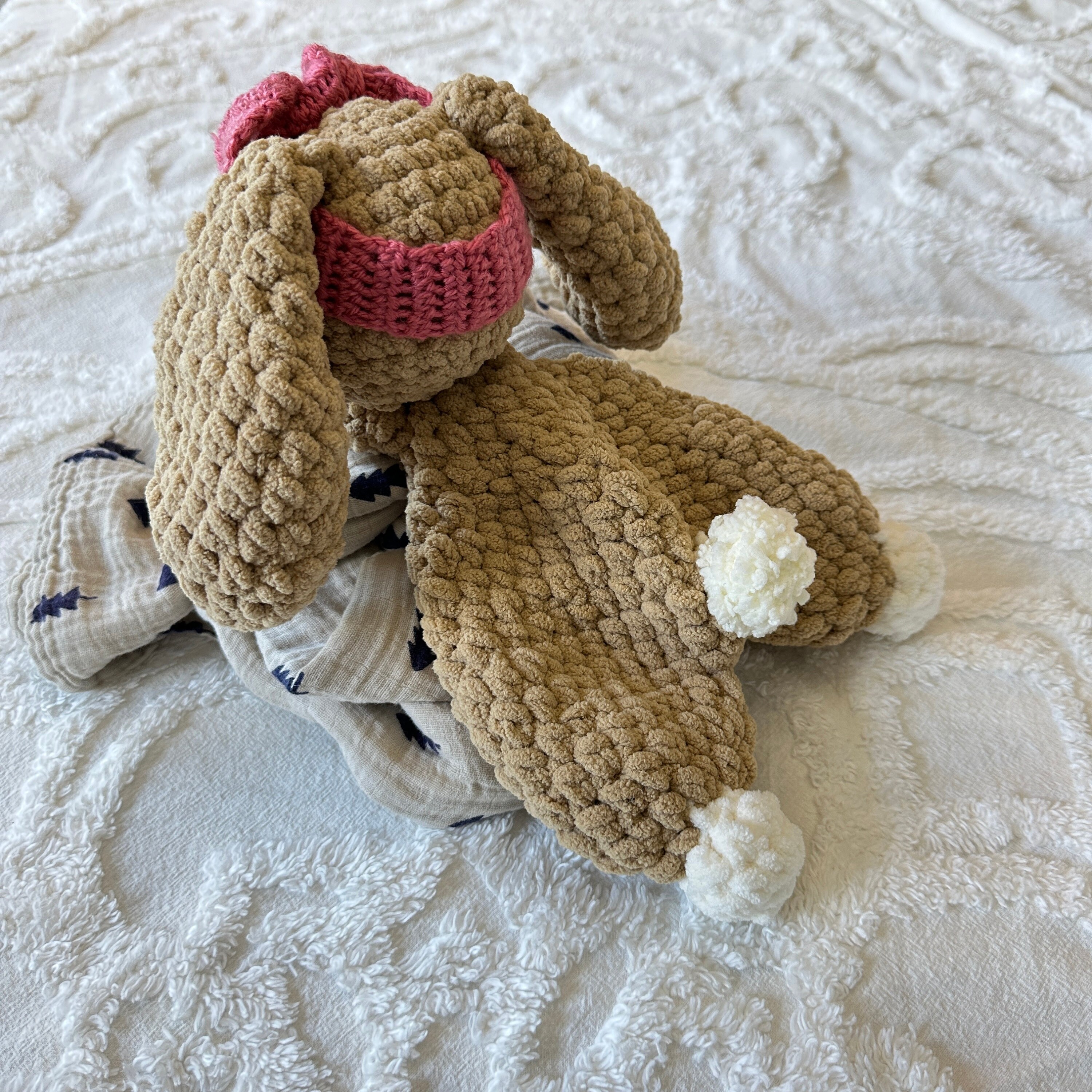 MADE TO ORDER Bonnie the Bunny Snuggler Crochet Rabbit Lovey Baby ...