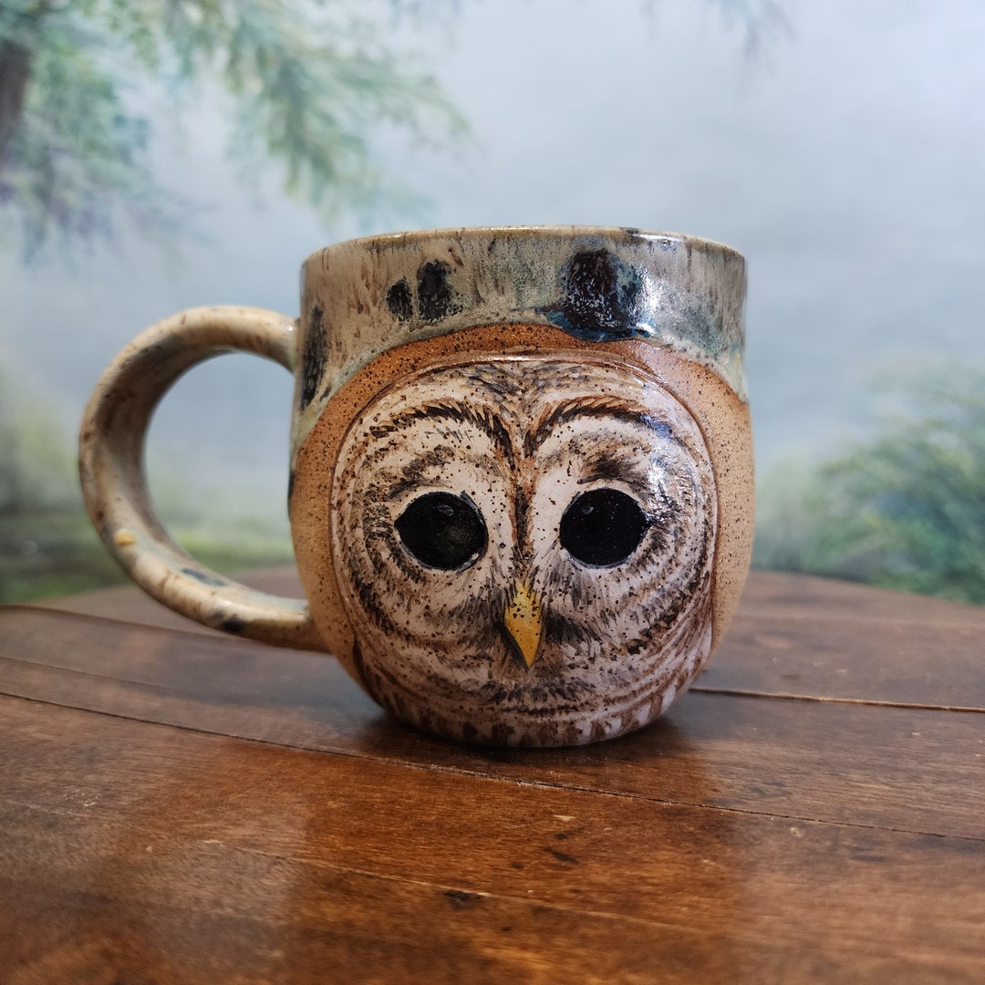 Handmade Barred Owl Pottery Mug 14oz - Etsy