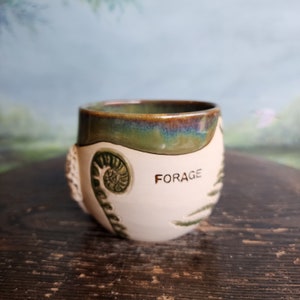 Handmade Sculpted Mushroom and Fern Forage Pottery Mug - Etsy