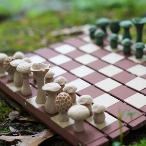 Mushroom Forest Chess Set Travel Chess - Etsy UK