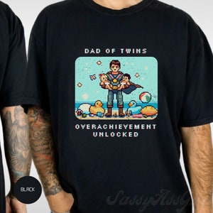 8-bit "dad of Twins - Overachievement Unlocked" Comfort Colors Short ...