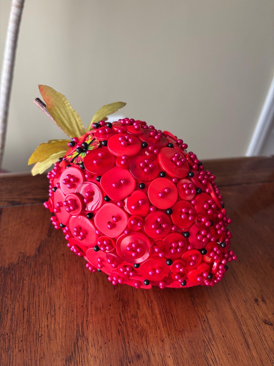 Strawberry Button Decoration - Etsy