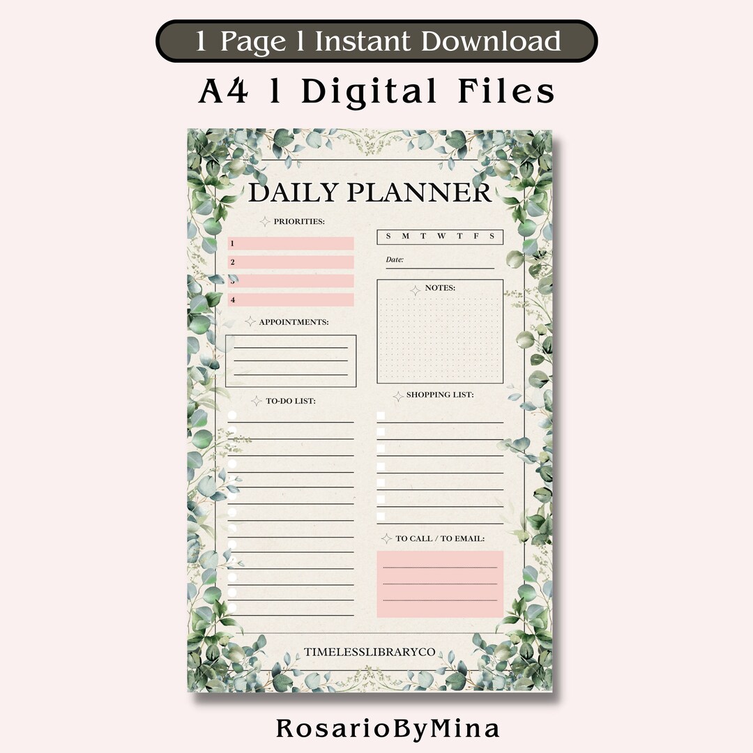 Daily To-do Template - Printable - Letter - Undated to Do List- Elegant ...