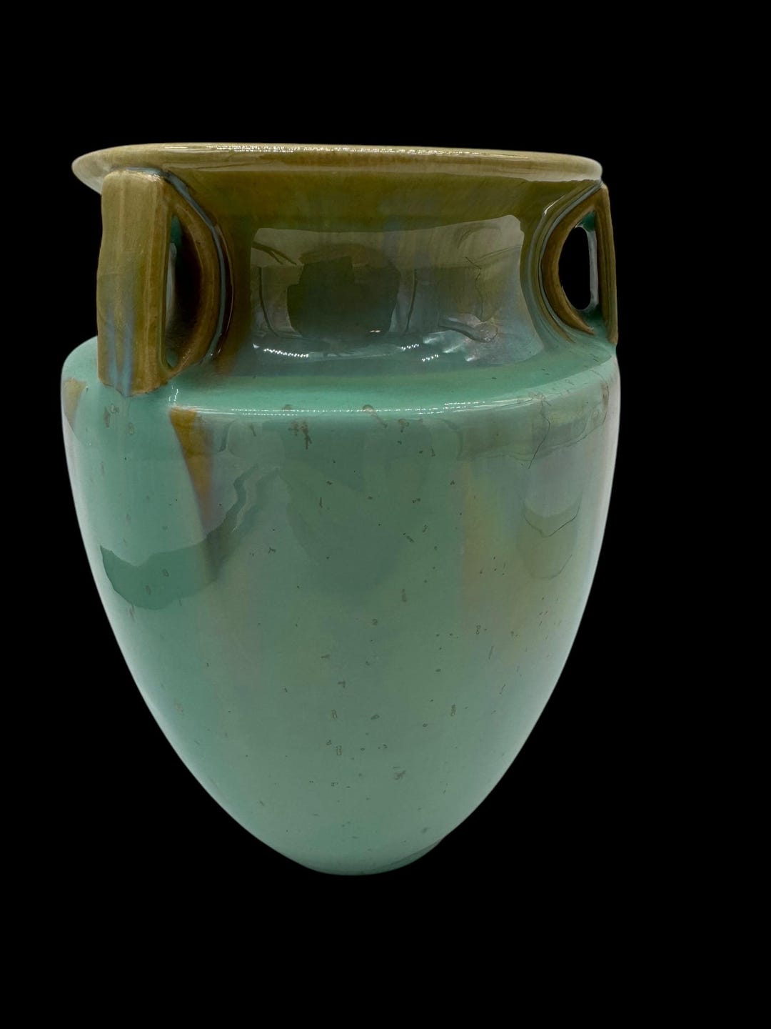 Antique Fulper Pottery Vase: Aqua & Gold Drip Glaze, Circa 1917-1934 - Etsy