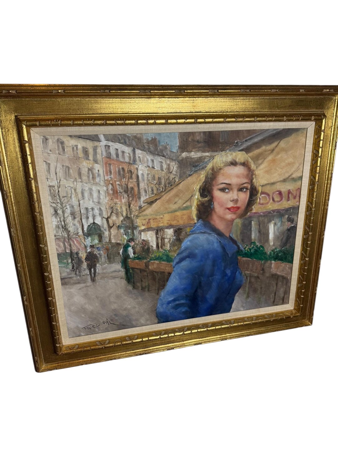Pal Fried Parisian Street Scene Oil Painting With Ornate Frame (33” X ...