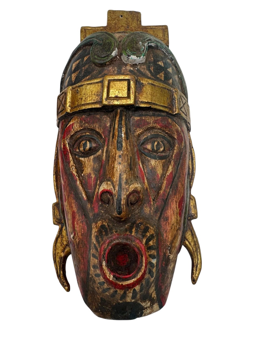 Antique Andean Ceremonial Mask – Hand-carved Tribal Folk Art With ...