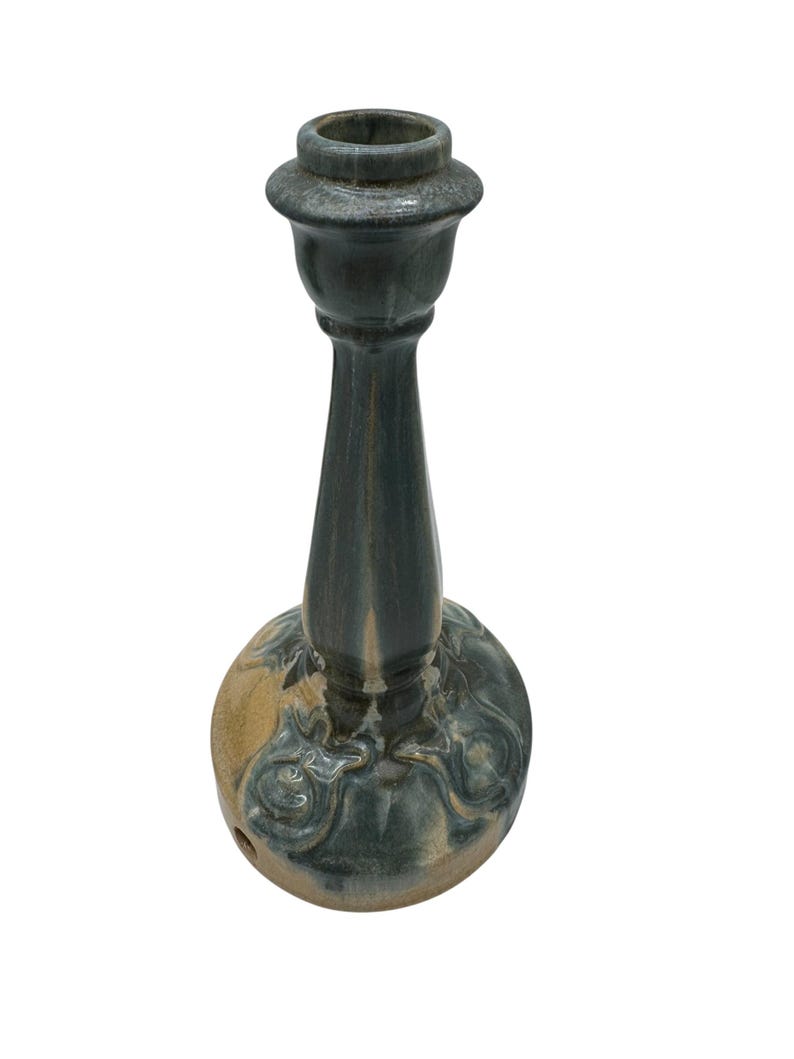 Arts and Crafts Pottery Lamp Base – Peters & Reed Blue Green Drip Glaze ...