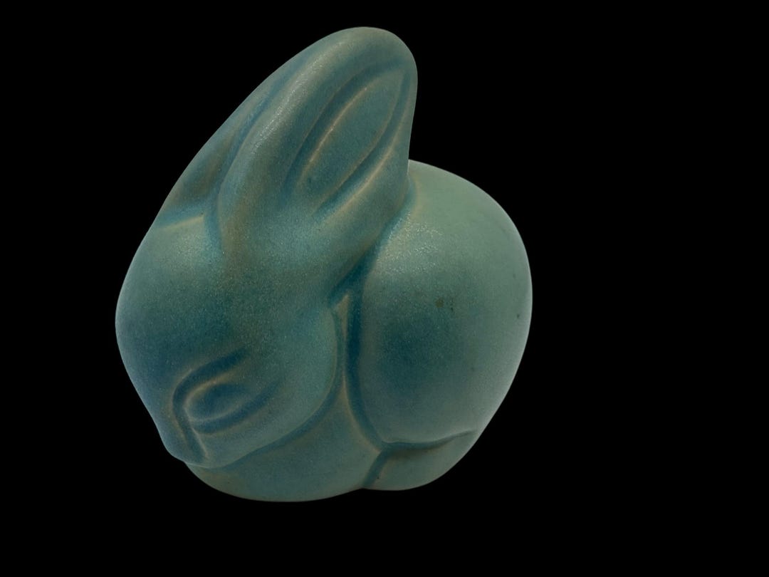 Rare Artist-signed Van Briggle Pottery Rabbit - Turquoise Matte Glaze ...