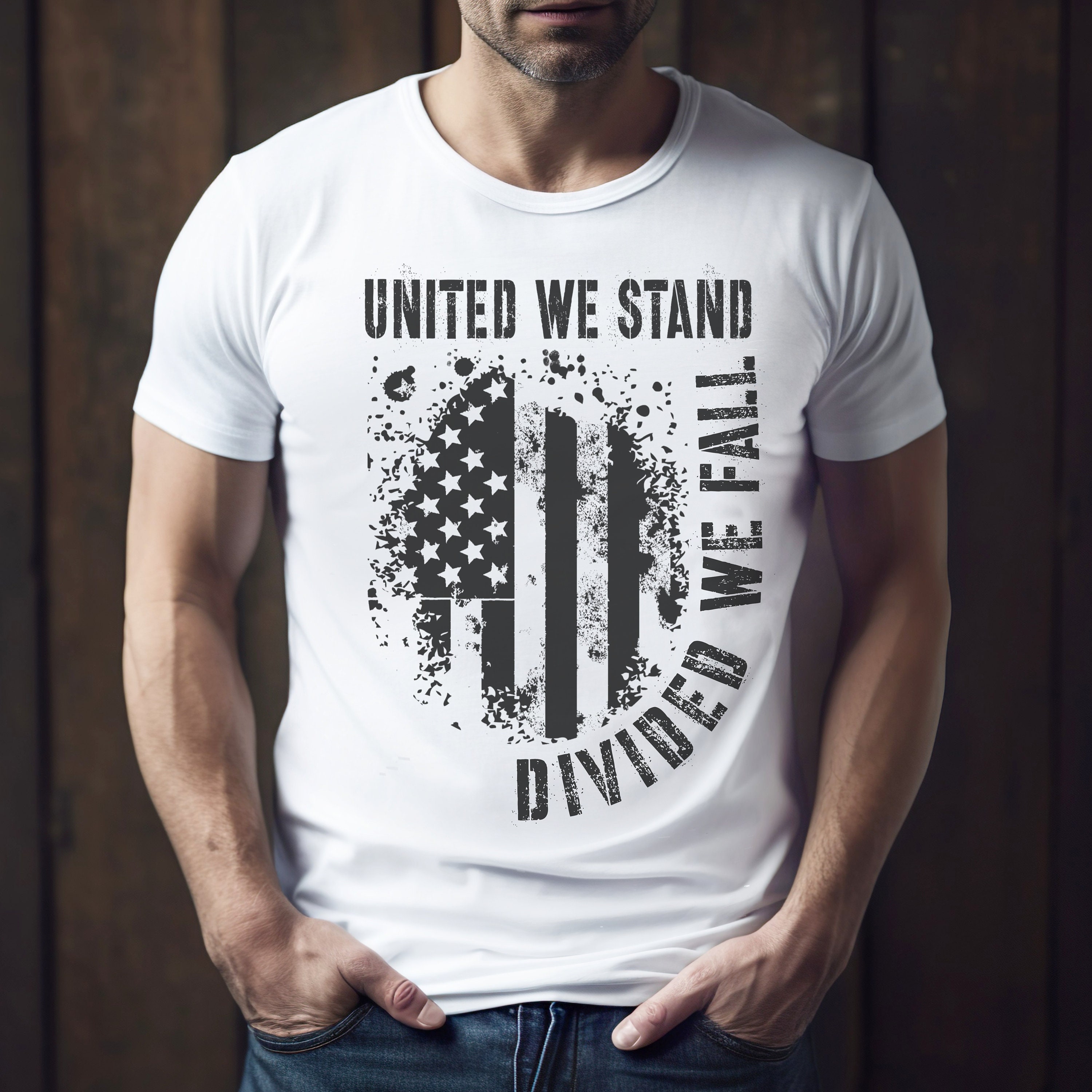 United We Stand Divided We Fall Shirt, Vintage Distressed American Flag ...
