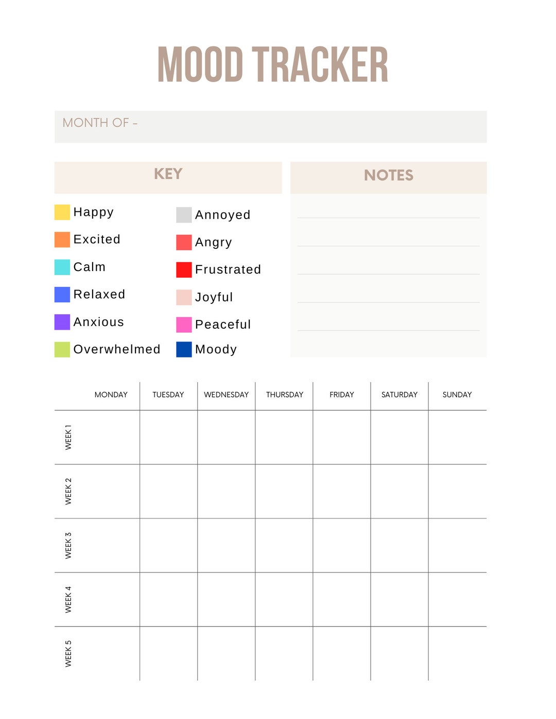 Calendar Planner Tracker Printable - Etsy