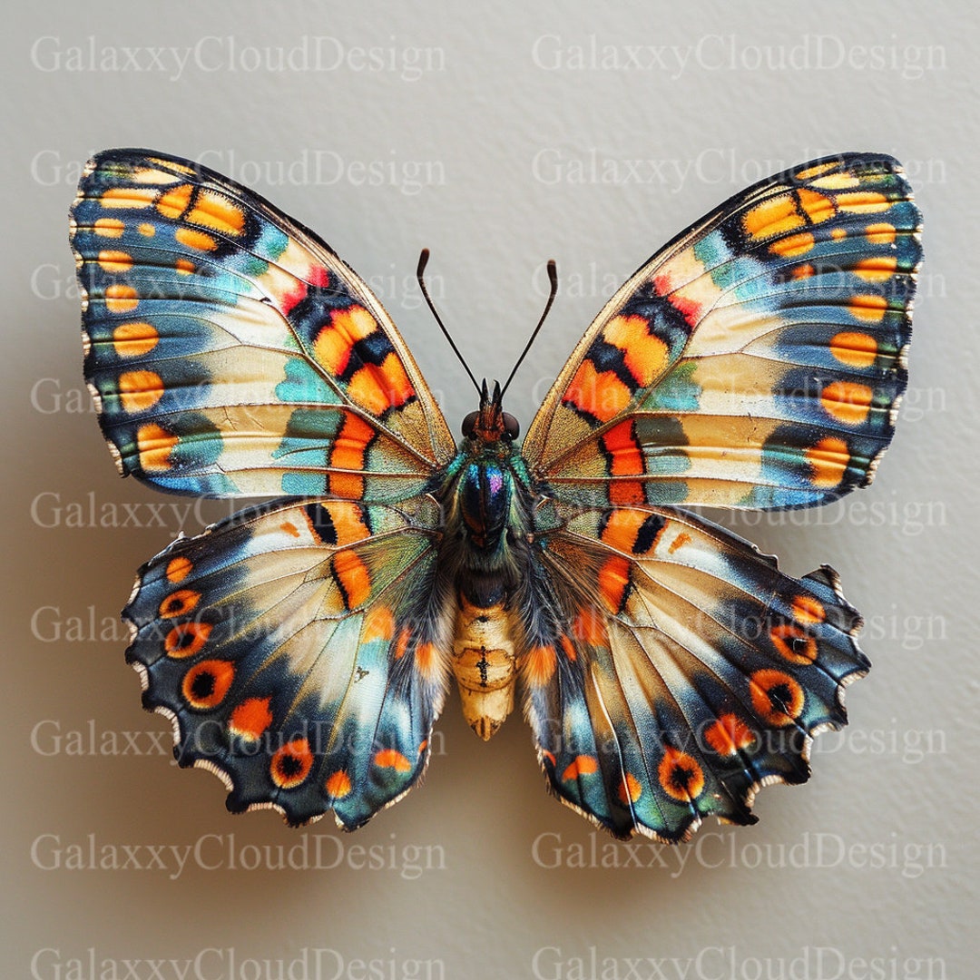 Pinned Orange and Blue Butterfly Wall Art Office - Etsy