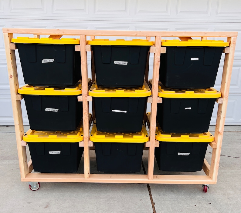 Mobile Storage Bin for Garage Kit / 27 Gallon Shelf on Wheels / Trendy ...