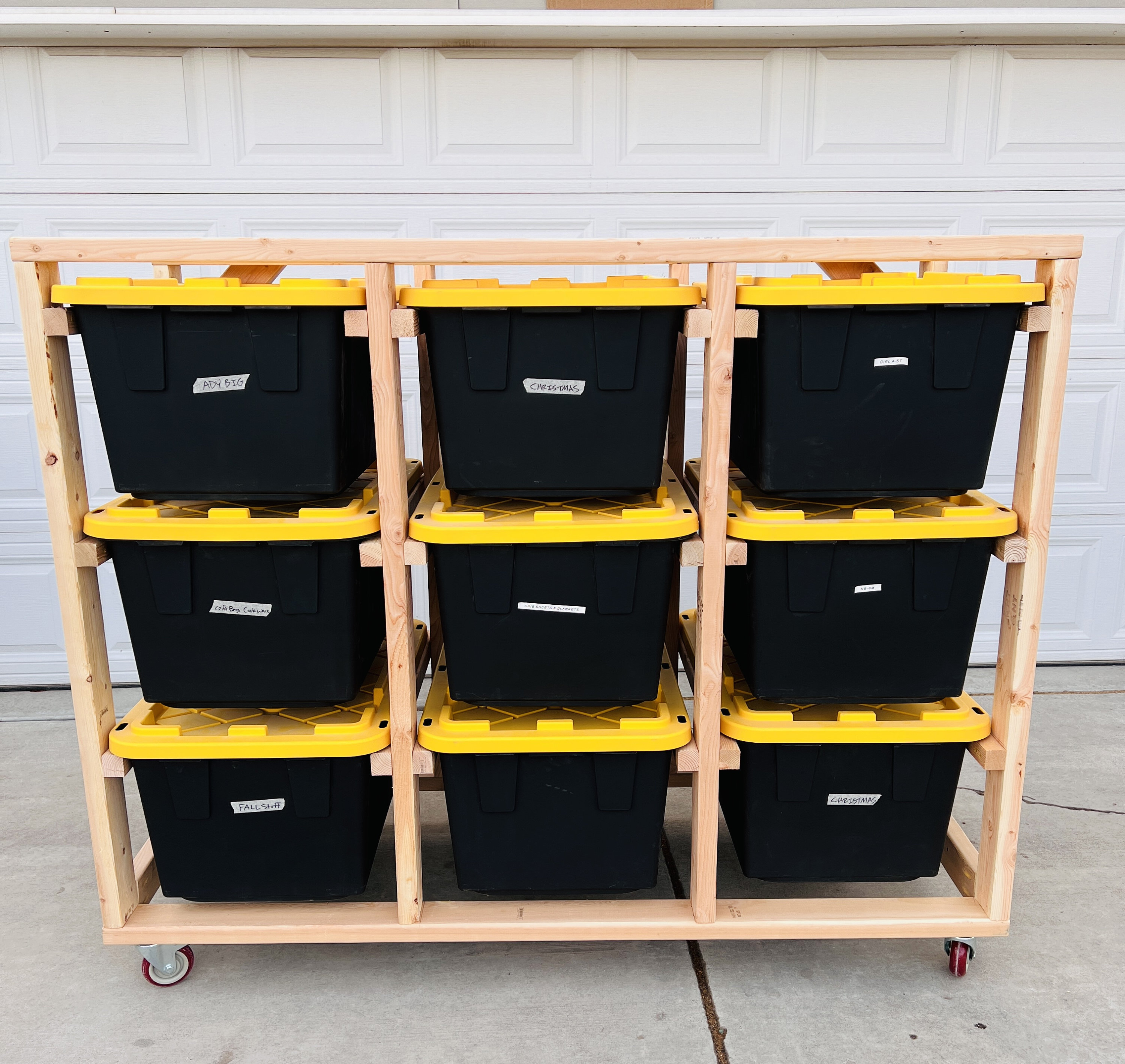 Mobile Storage Bin For Garage Kit 27 Gallon Shelf On Wheels Trendy