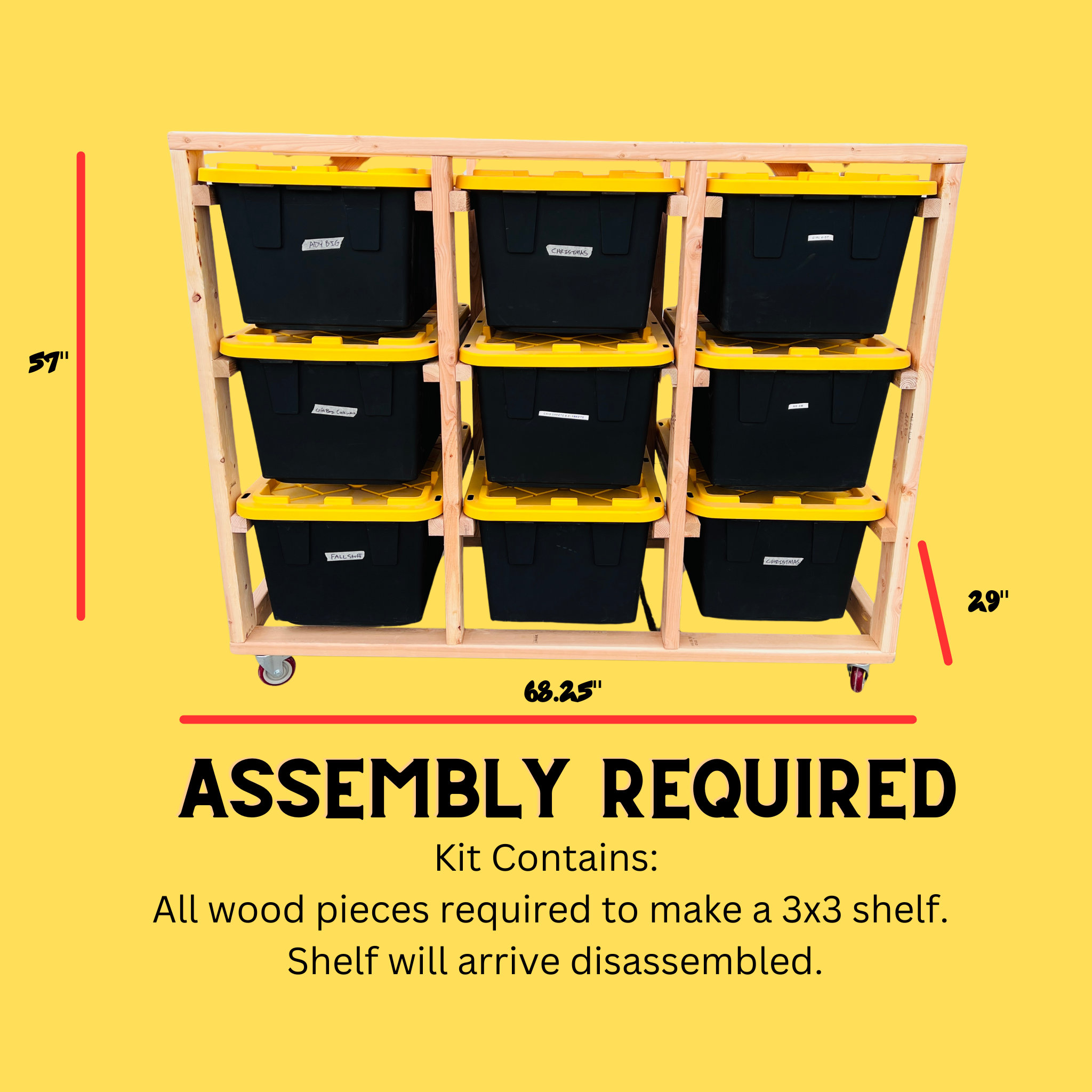 Mobile Storage Bin for Garage Kit / 27 Gallon Shelf on Wheels / Trendy ...