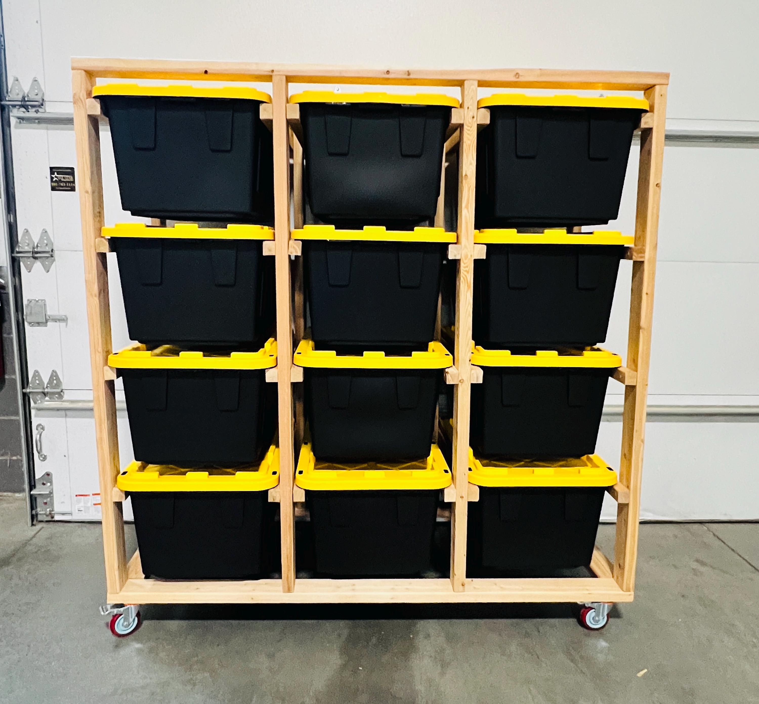 Mobile Storage Bin for Garage Kit / 27 Gallon Shelf on Wheels / Trendy ...
